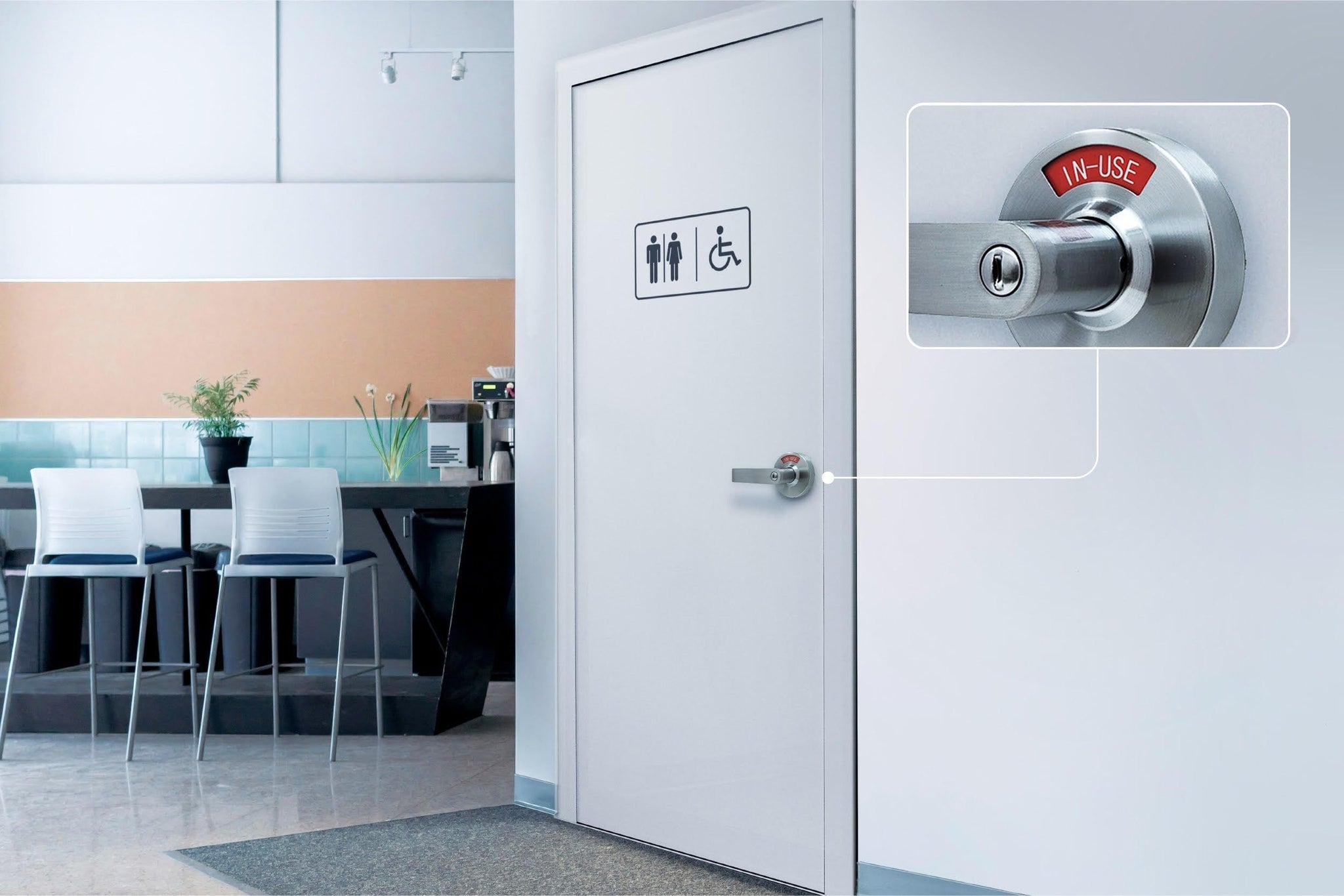 ADA Privacy Indicator Lock and Lever in 26D Satin Chrome | VIZILOK®